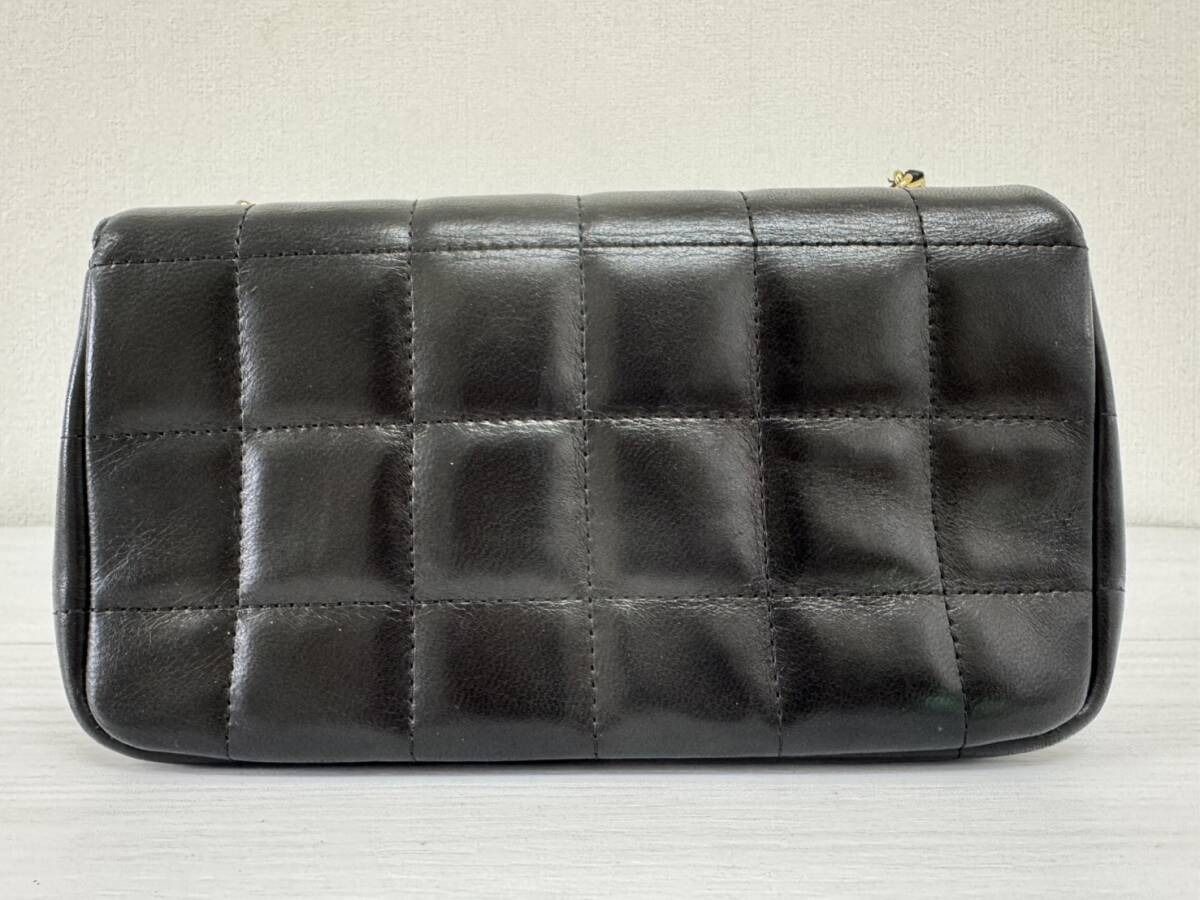 CHANEL Chocolate Bar Matelasse Coco Mark Leather Shoulder Bag in Black ...