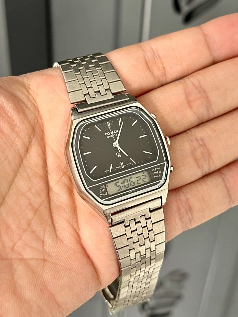 Citizen Hexagon CQ Anadigi Analog Digital Vintage Stainless Steel ...
