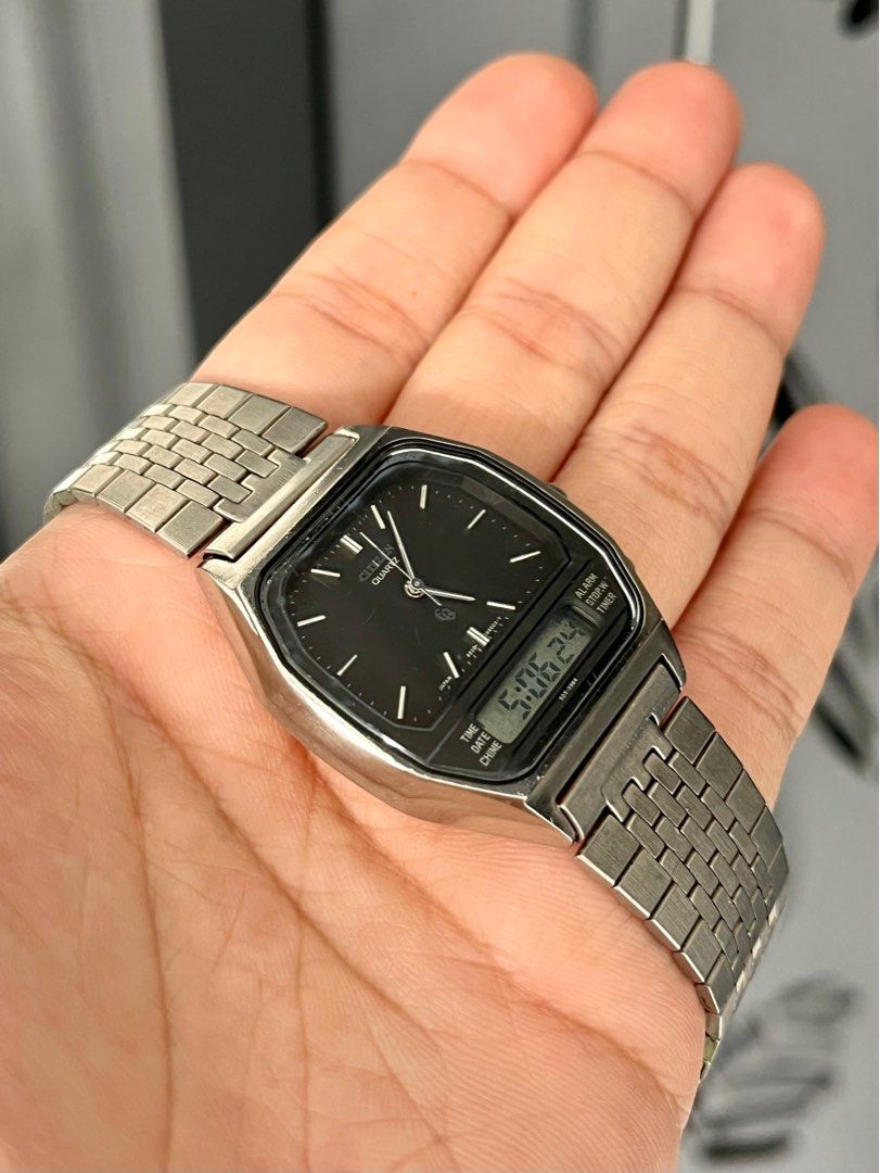 Citizen Hexagon CQ Anadigi Analog Digital Vintage Stainless Steel ...