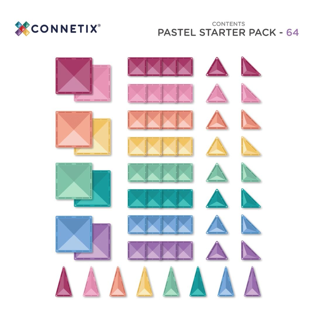 Connetix Pastel Starter Pack - 64 Pieces, Hobbies & Toys, Toys & Games ...