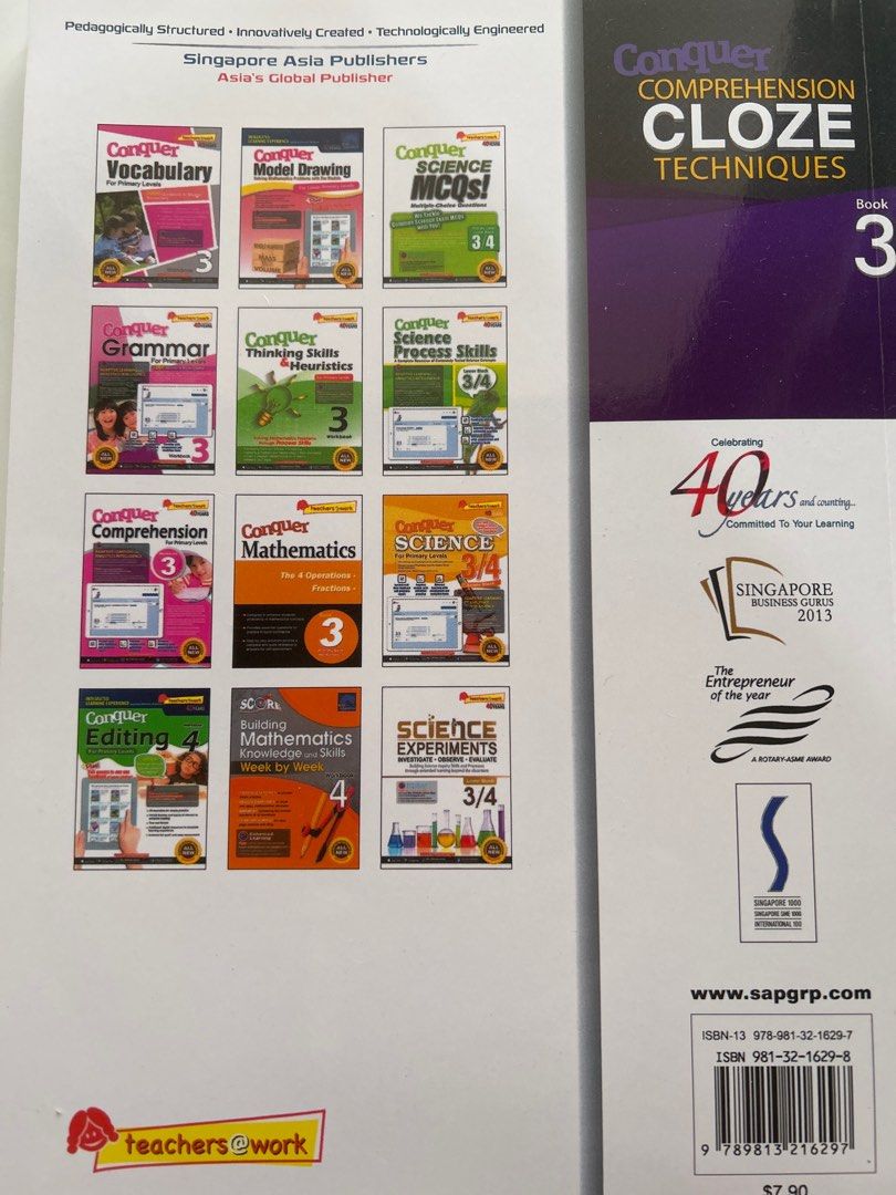 Conquer Comprehension Cloze Techniques Book 3, Hobbies & Toys, Books ...