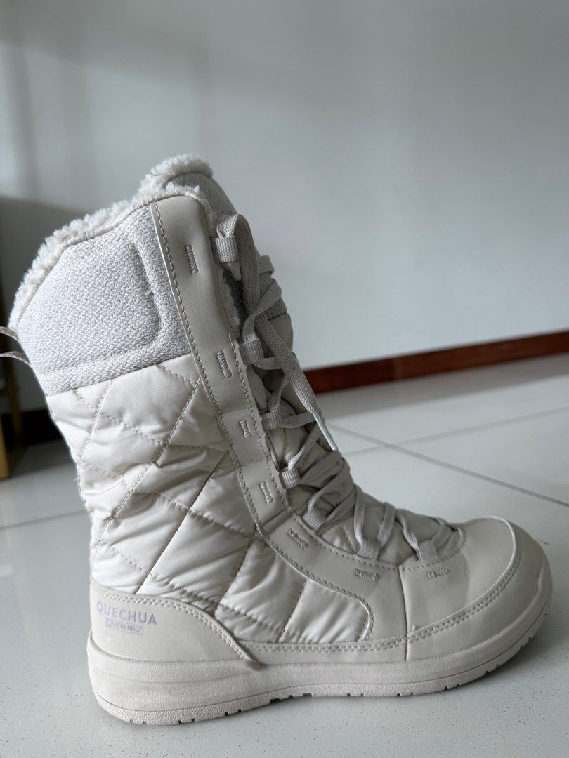 Decathlon Quechua Waterproof Snow Boots - Beige, Women's Fashion ...