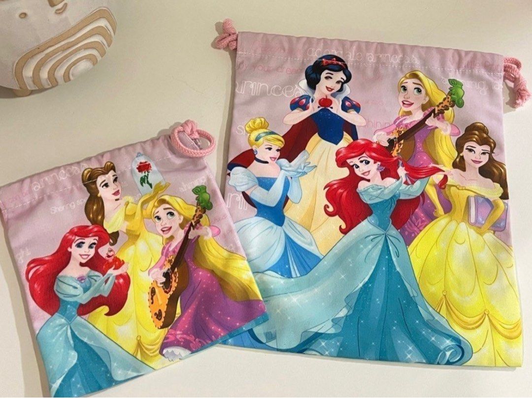Disney Princess Ariel Snow White Rapunzel Cinderella Drawstring Bags ...