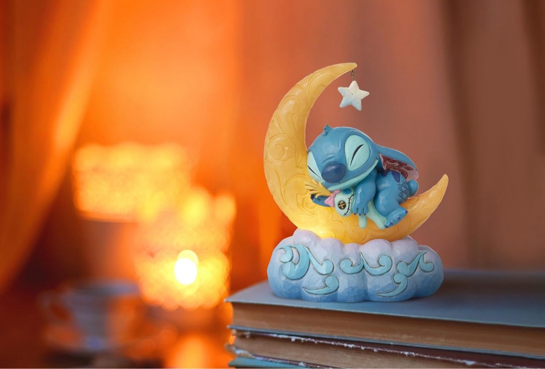 (Disney Traditions) Stitch & Scrump on Light-up Moon Figurine, Hobbies ...