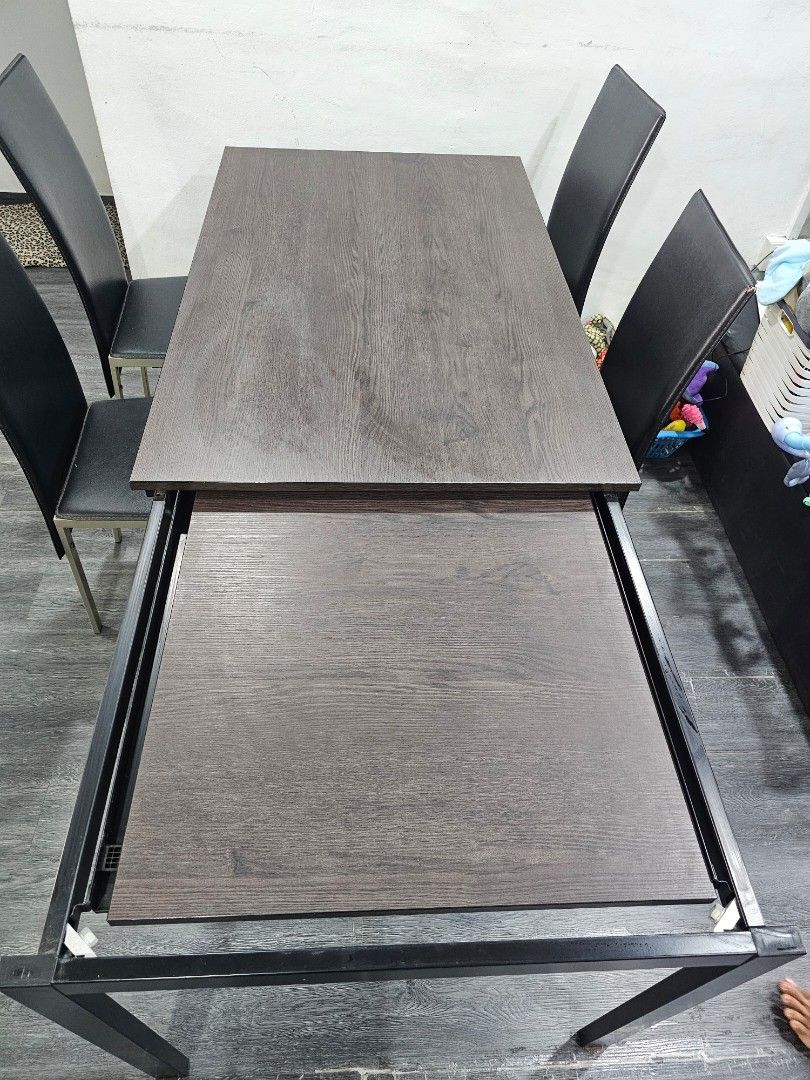 Extendable Dining Table with 4 Chairs, Furniture & Home Living ...
