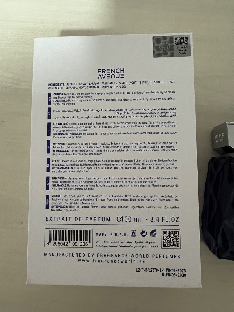 French Avenue Atlantis Extrait 100ml Perfume, Beauty & Personal Care ...