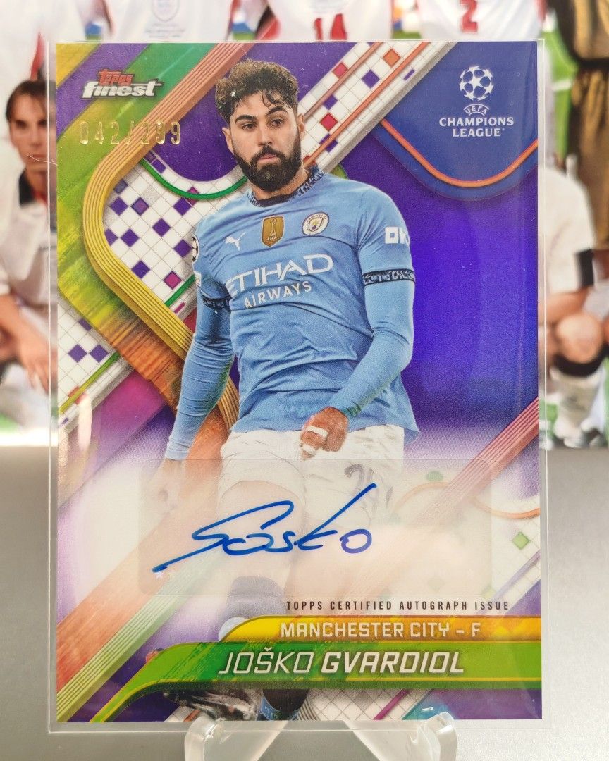(限量299) Josko Gvardiol 2025 Topps Finest Purple 貼簽 足球卡, 興趣及遊戲, 收藏品及紀念品 ...