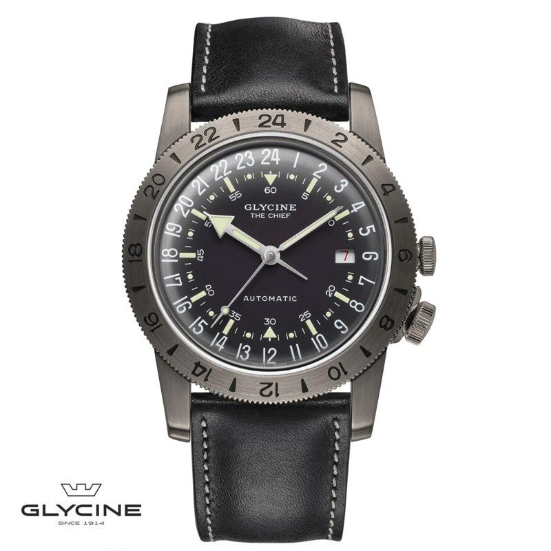 Glycine Airman The Chief Dual Time Purist Swiss Automatic Pilot Grey ...