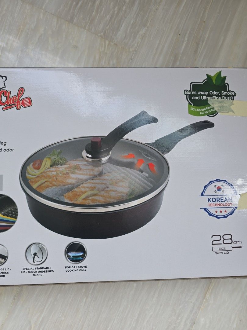 Gourmet Chef Smokeless Grill Pan - 28cm, Furniture & Home Living ...