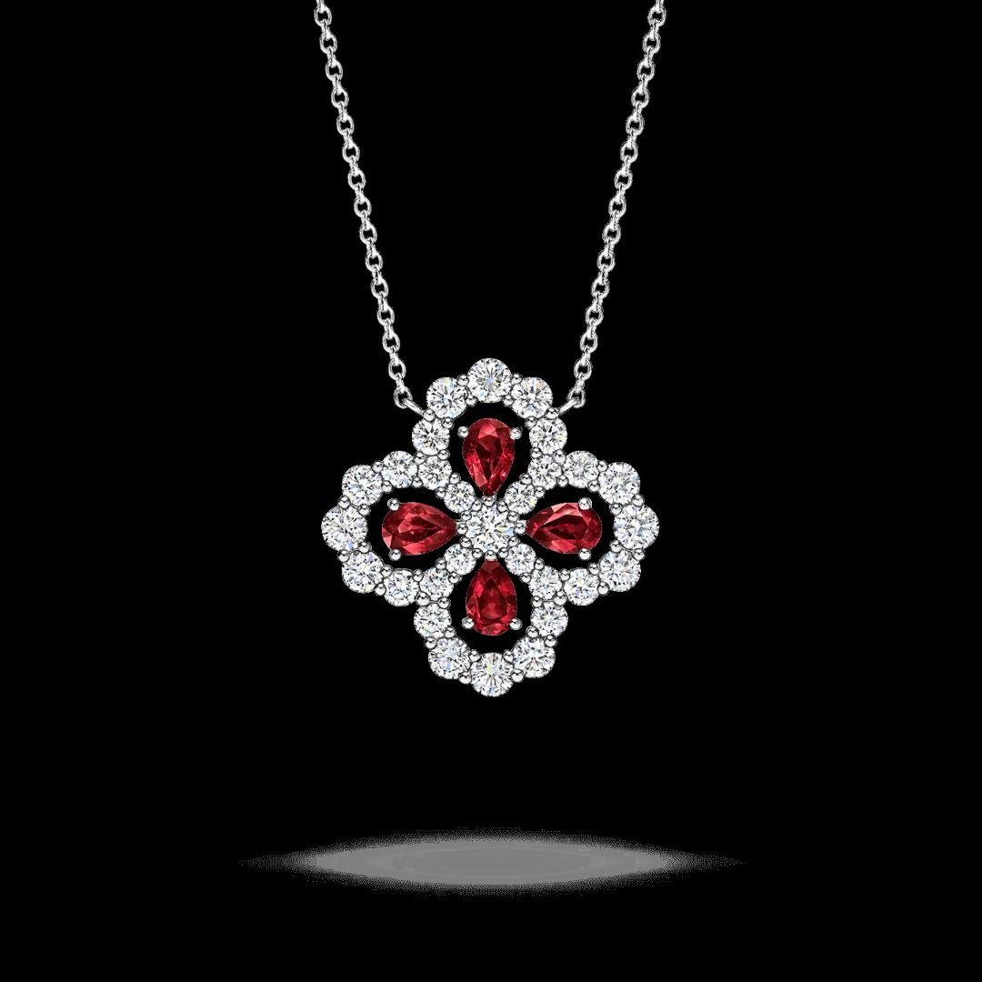 Halo Quatrefoil Pavé Pendant Necklace（Made to order）, Women's Fashion ...