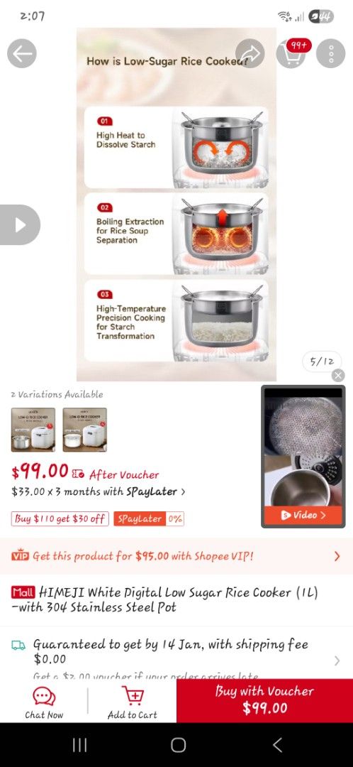 HIMEJI White Digital Low Sugar Rice Cooker (1L), TV & Home Appliances ...