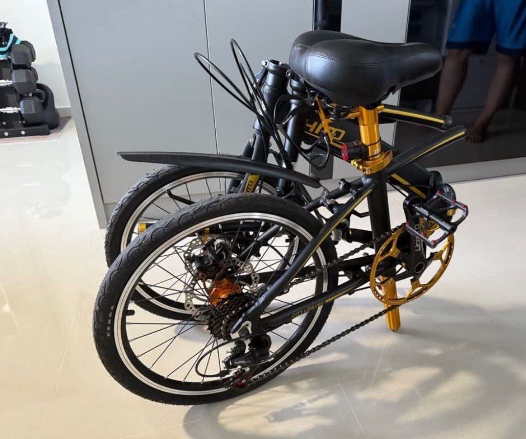 HITO Folding Bike - Black and Gold, Sports Equipment, Bicycles & Parts, Bicycles on Carousell