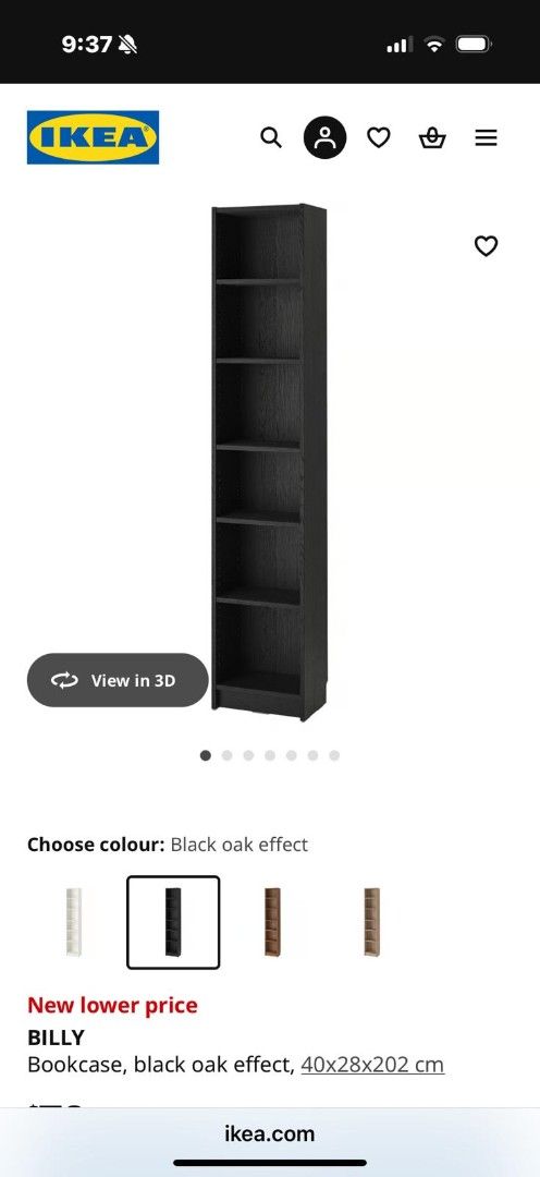 IKEA BILLY Bookcase - Black Oak Effect, Furniture & Home Living ...