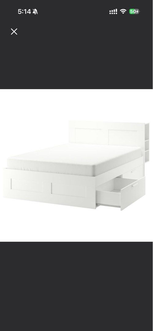 IKEA BRIMNES Bed Frame with Storage and mattress , Furniture & Home ...