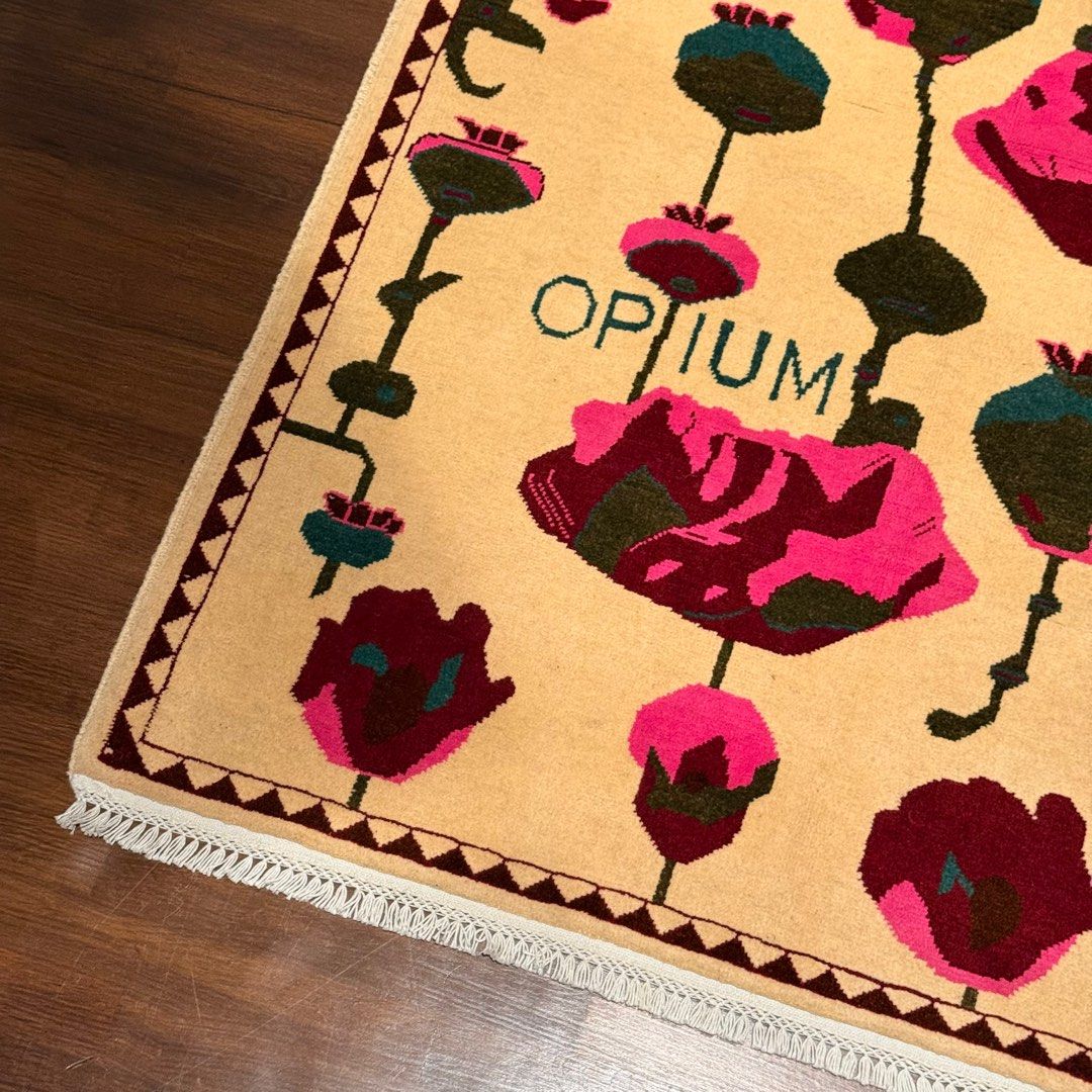 Rug inspired by Poppy fields of Afghanistan - Handmade fine rug carpet ...
