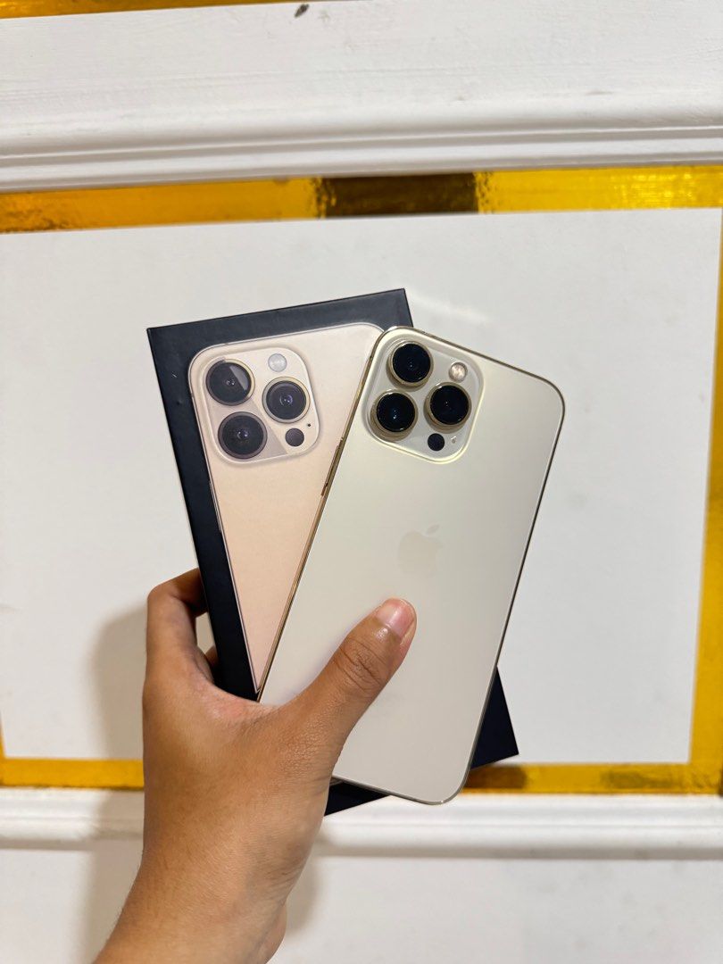 IPHONE 13 PRO 128GB EX IBOX WARNA GOLD, Telepon Seluler & Tablet ...