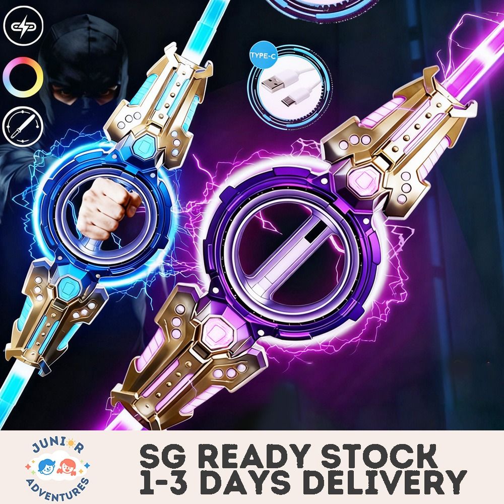 Laser Toy Rotating Telescopic Lightsaber Cool Sound Light Double Bladed ...