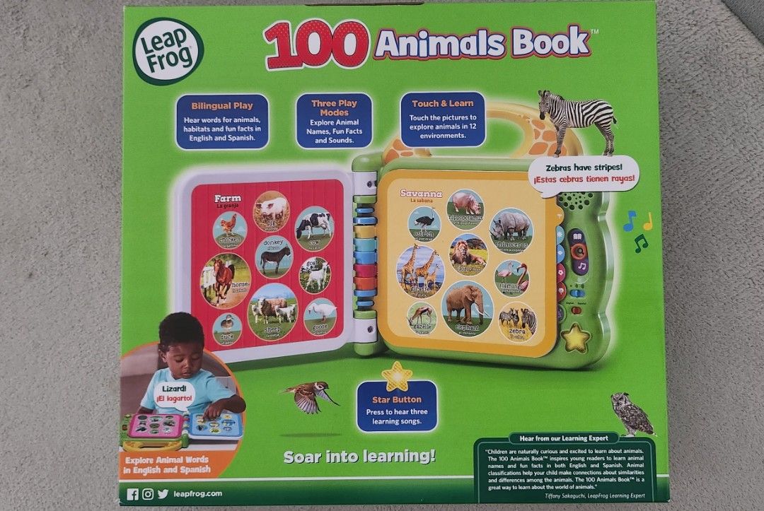 LeapFrog 100 Animals Book - Bilingual, Hobbies & Toys, Books ...