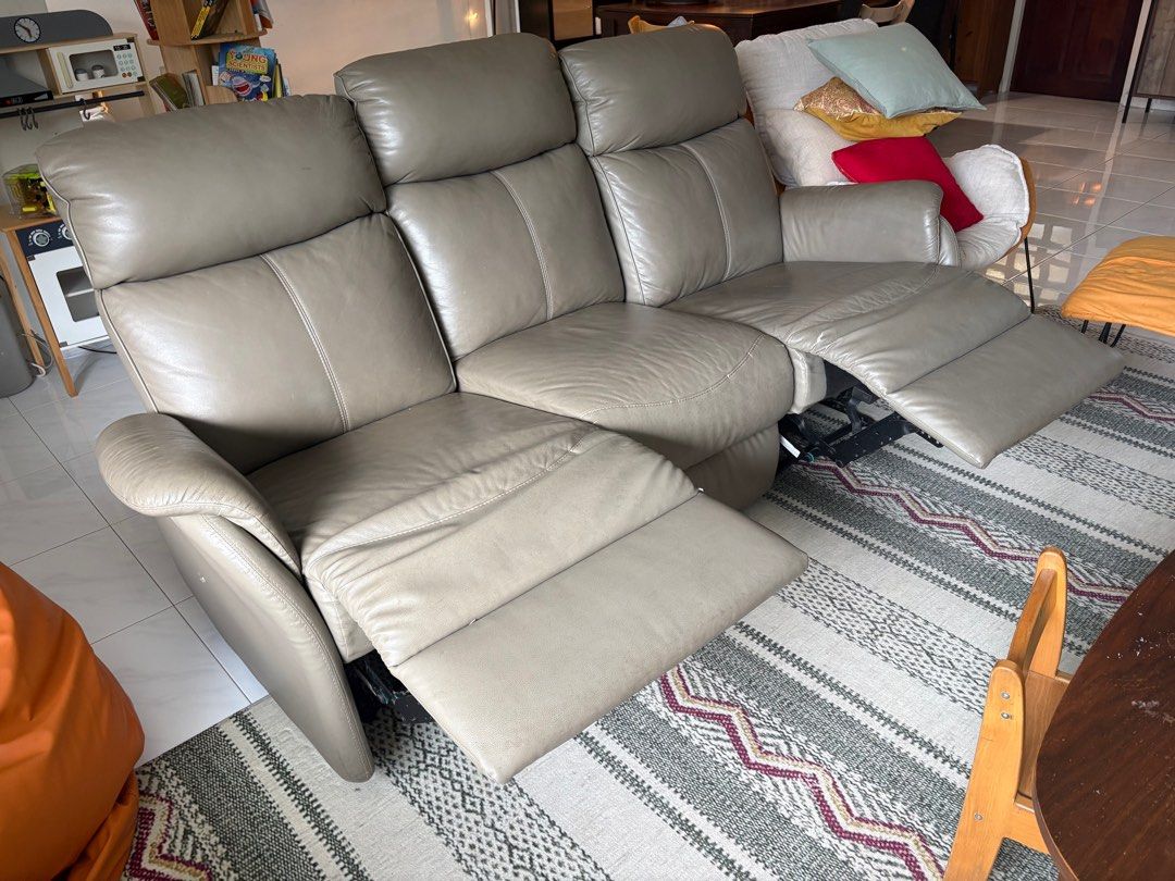 Leather Reclining Sofa - Used, Furniture & Home Living, Furniture ...