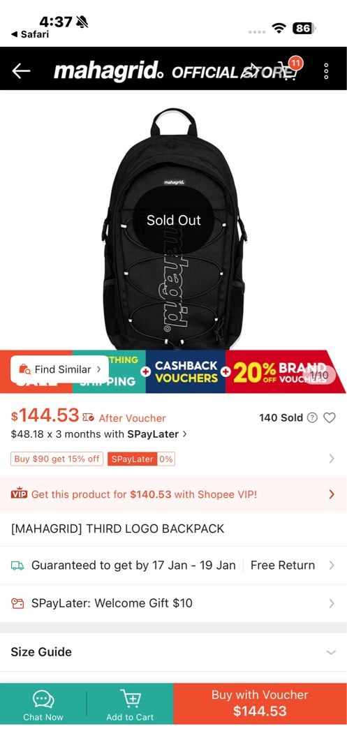 Mahagrid Black Backpack, Men's Fashion, Bags, Backpacks on Carousell
