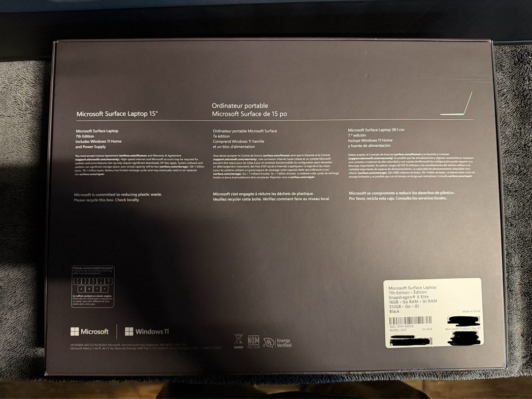 Microsoft Surface Laptop 7th Edition 15" Touch Screen Black SnapDragon ...