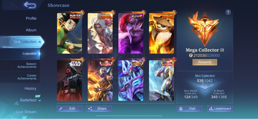 Mobile Legends Account - Mega Collector III, 538 Skins, Video Gaming ...