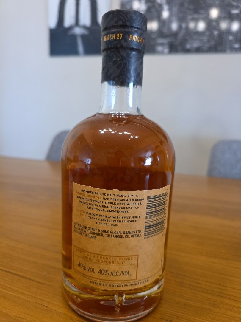 Monkey Shoulder Blended Malt Scotch Whisky, Food & Drinks, Alcoholic ...