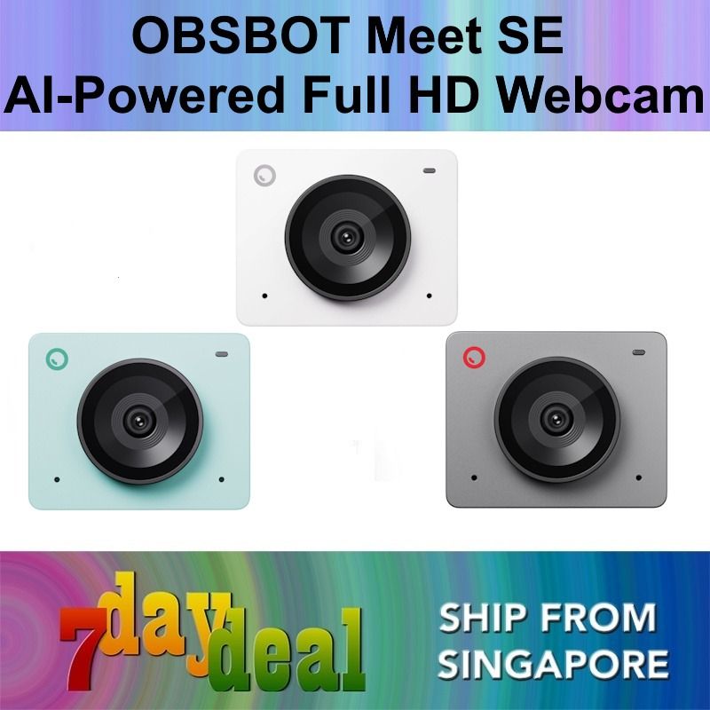 OBSBOT Meet SE AI-Powered Full HD Webcam (Aurora Green / Cloud White ...