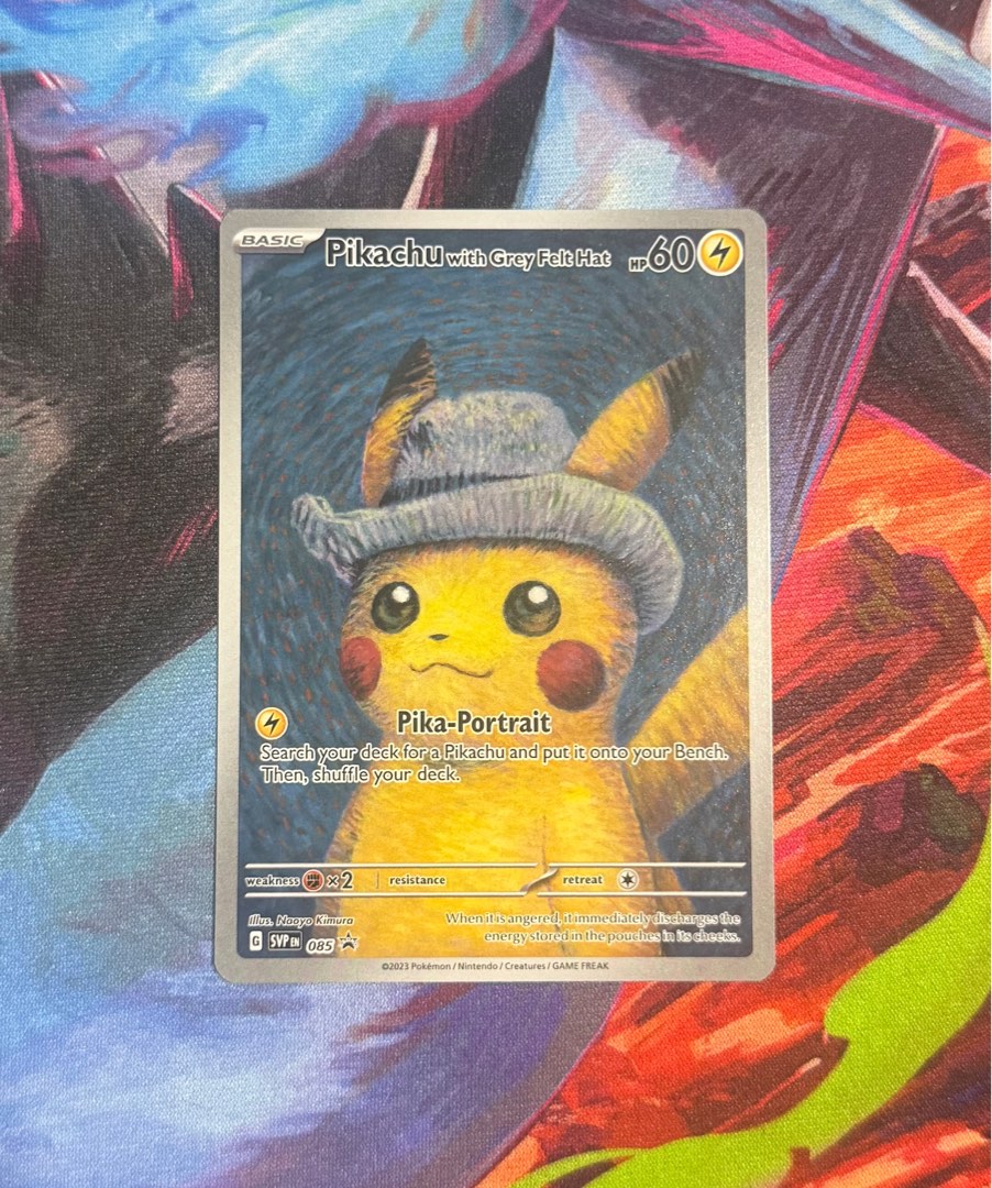 Pikachu with Grey Felt Hat X Van Gogh, Hobbies & Toys, Toys & Games on ...