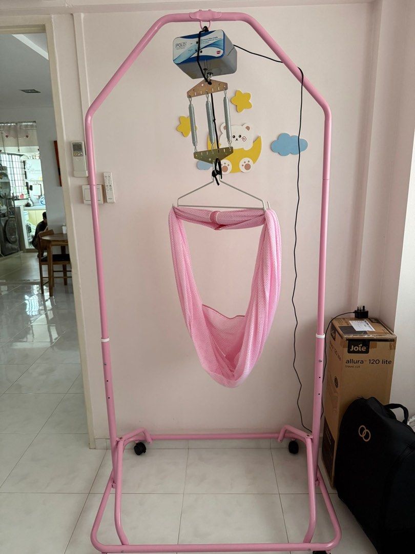 Pink Baby Cradle with Motorized Swing, Babies & Kids, Baby Nursery ...