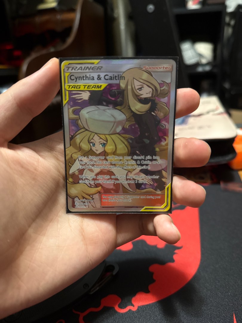 Pokemon TCG Cynthia & Caitlin Tag Team Trainer Card, Hobbies & Toys ...