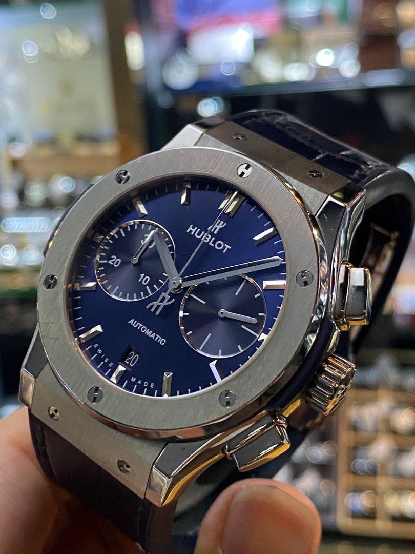 Pre-Owned 2017 Hublot Classic Fusion Chronograph Blue Dial 45mm ...