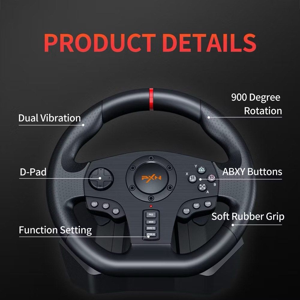 PXN V900 Gaming Steering wheel with paddles, Video Gaming, Gaming ...