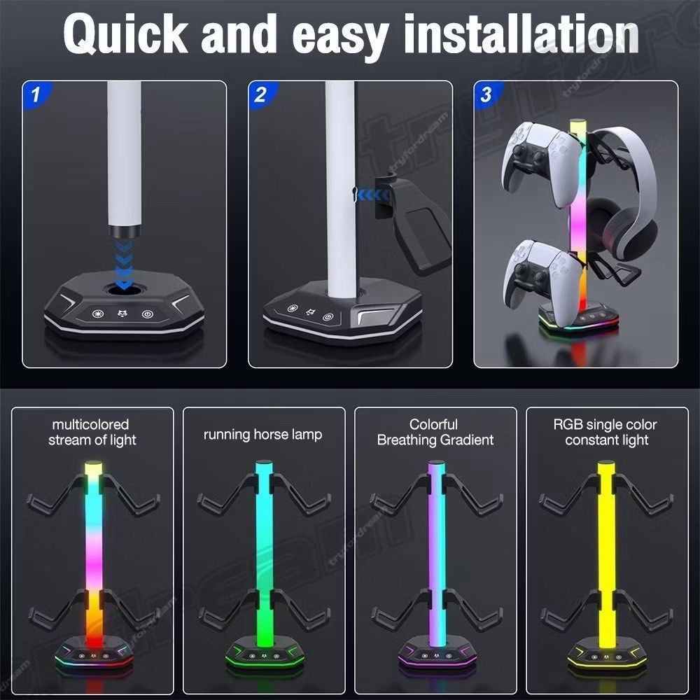 RGB Gaming Headset & Controller Stand, Video Gaming, Gaming Accessories ...