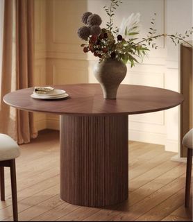 Round Wooden Dining Table 110cm, Furniture & Home Living, Furniture ...