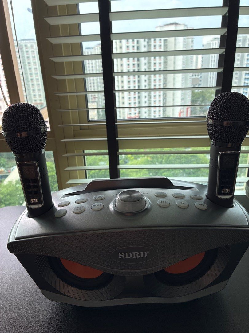 SDRD Karaoke Machine with 2 Microphones, Audio, Microphones on Carousell