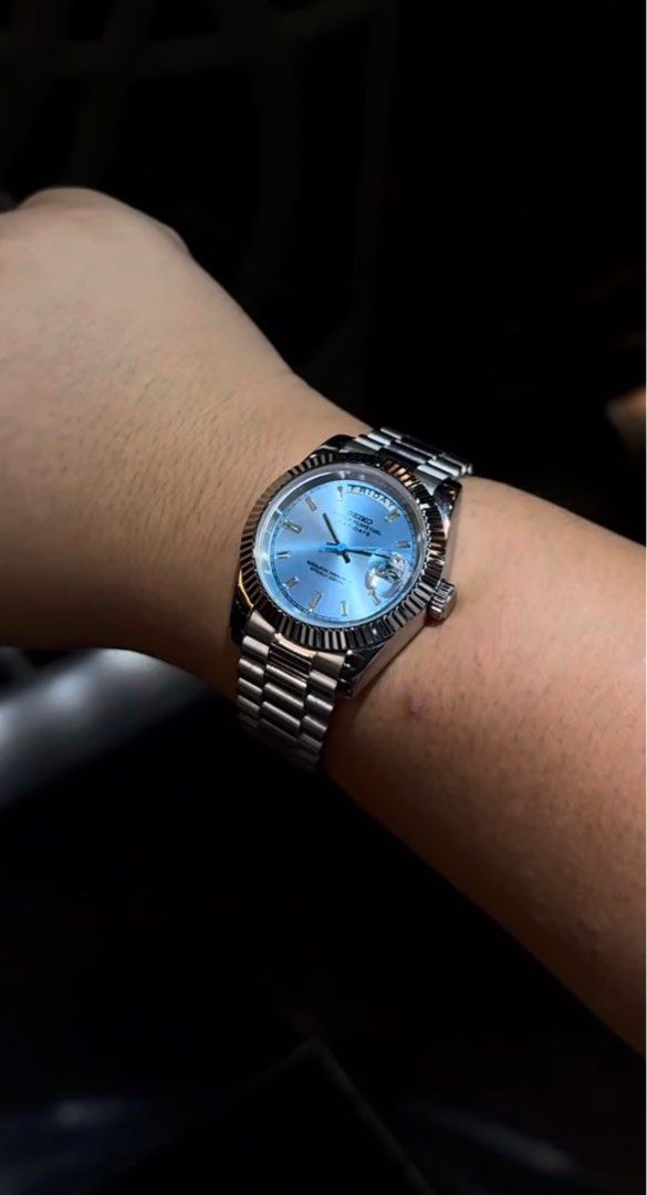 Seiko Day-Date Ice blue, Luxury, Watches on Carousell