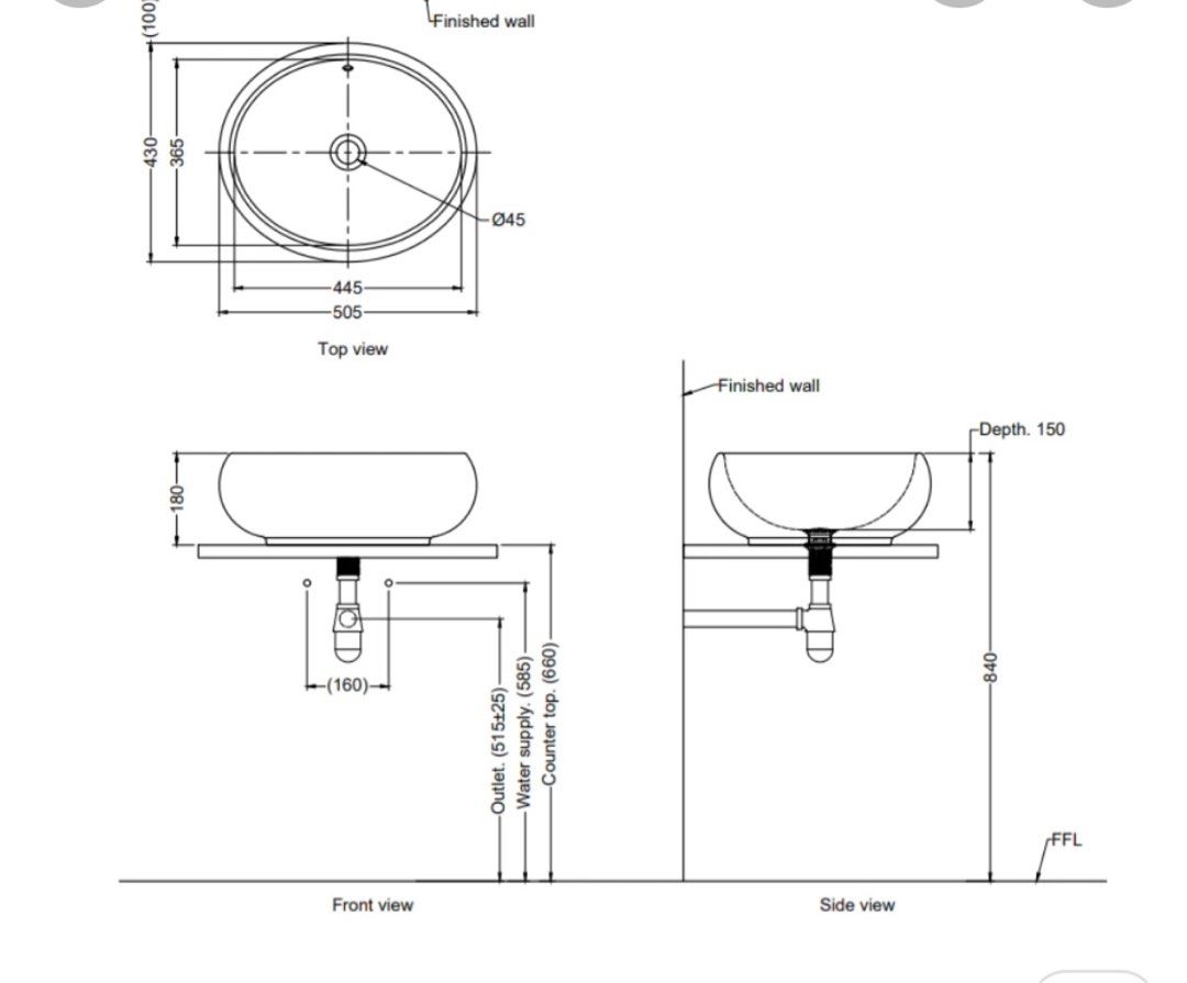 Rigel R-LS5011 Counter top basin - Anti-Bacterial, Furniture & Home ...