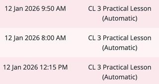 SSDC PRACTICE LESSONS BOOKING CLASS 3 (MANUAL), Everything Else on ...