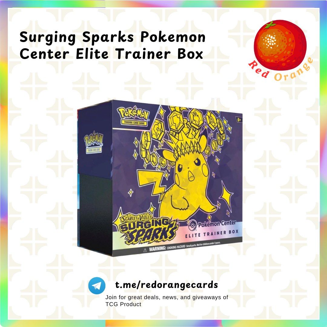 Shrinked Surging Sparks Pokemon Center Elite Trainer Box, Hobbies ...