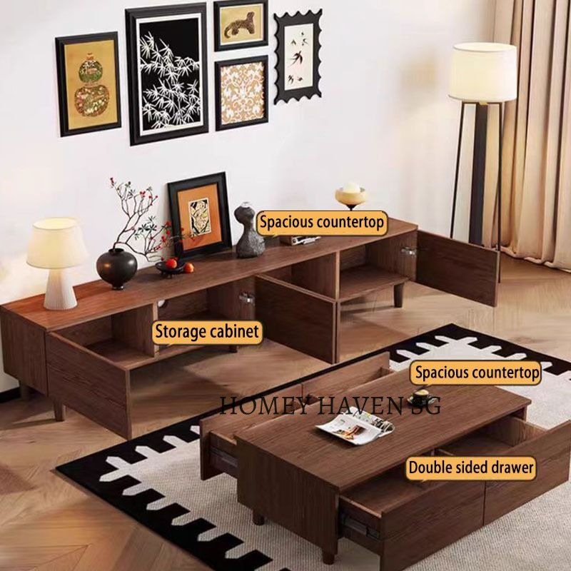 TV Console💥💥Black TV Cabinet/Wire Hole Design TV Stand/TV Table ...