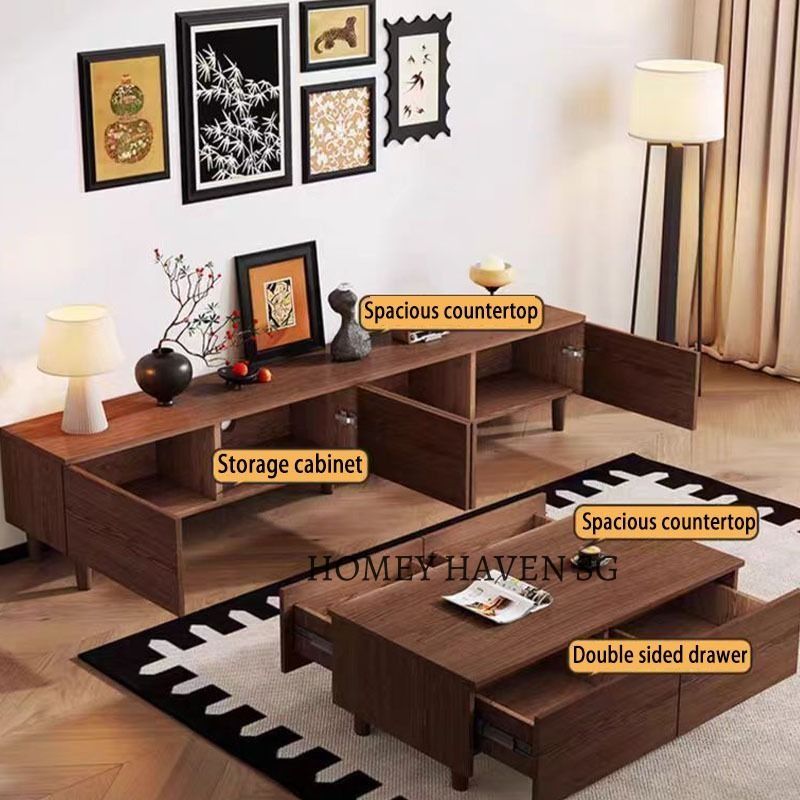 TV Console💥💥Black TV Cabinet/Wire Hole Design TV Stand/TV Table ...