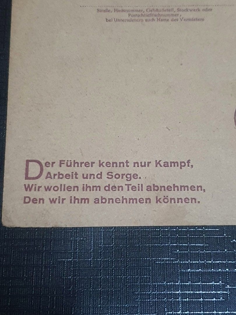 WW2 Germany 1941 Hitler Nazi Propaganda Postcard. Unused with chipped ...