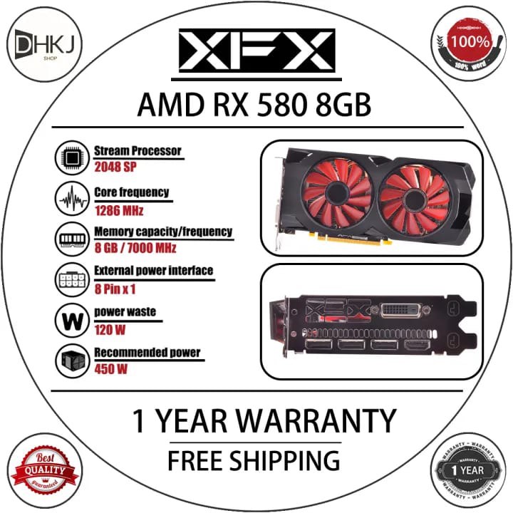 XFX AMD RX 580 8GB Graphics Card, Computers & Tech, Parts & Accessories ...