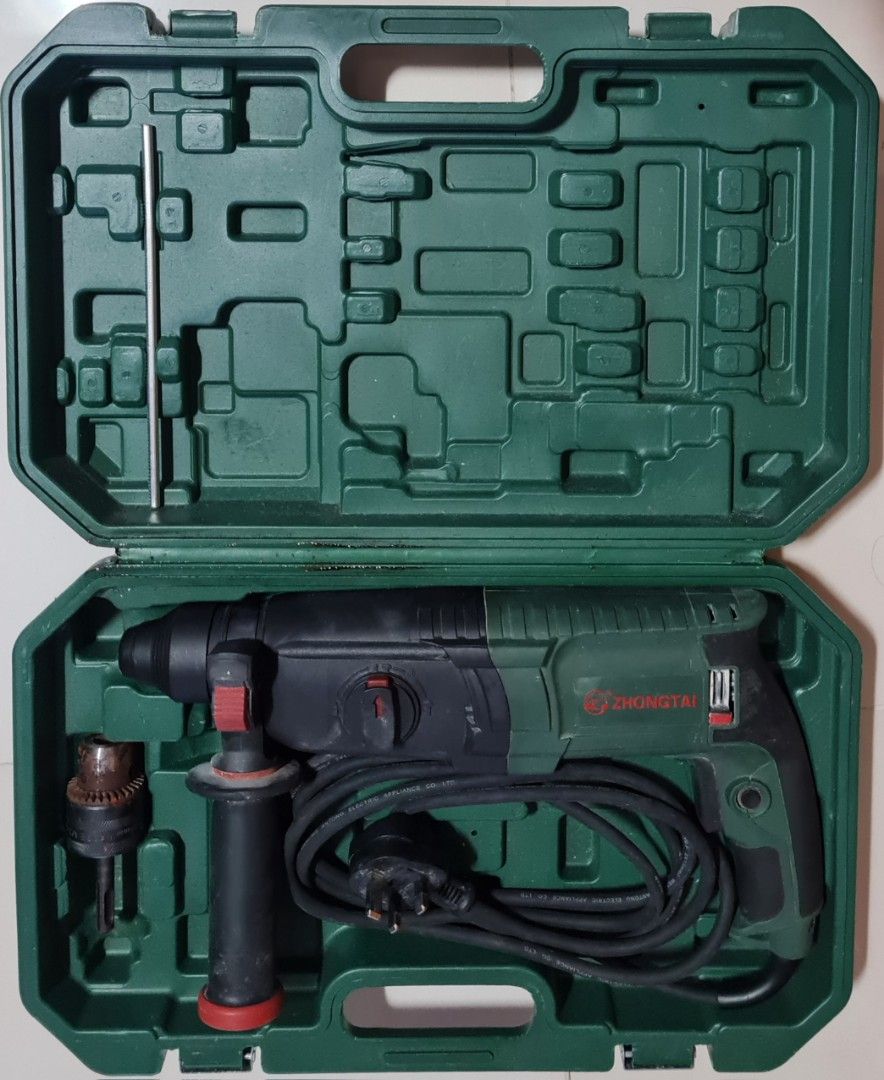 Zhongtai 2608 Rotary Hammer Drill with Case, Furniture & Home Living ...