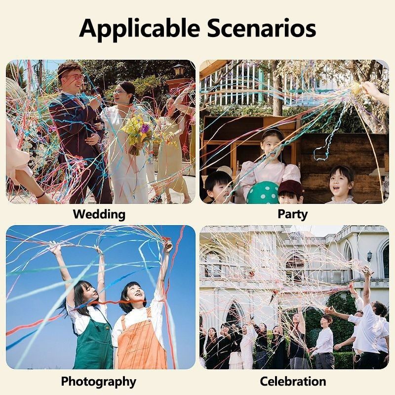 10 Pcs Colorful Hand Throw Streamer Fireworks Paper Ribbon Confetti ...