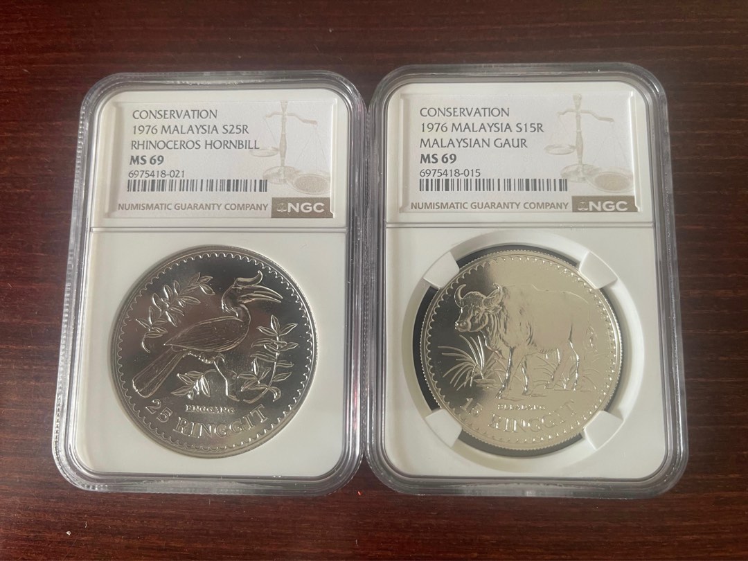 1976 Malaysia Rhinoceros Hornbill and Gaur (both MS 69 top pop ...