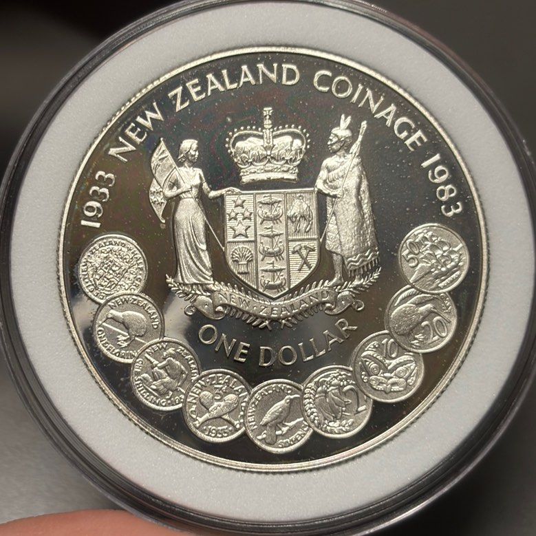 1983 New Zealand Coinage One Dollar Silver Proof Coin Queen Elizabeth ...