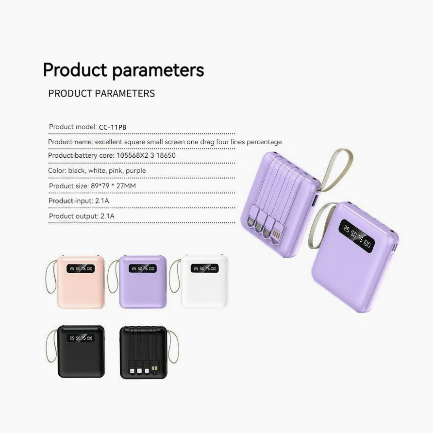 4 in 1 Cable portable power bank 10000mAh With LED mini powerbank fast ...