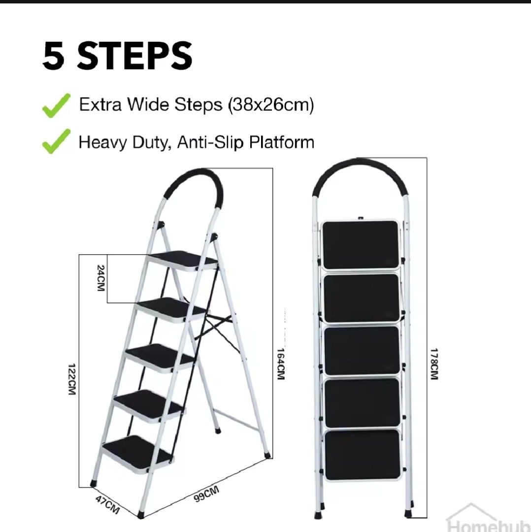 5-Step Folding Step Ladder, Furniture & Home Living, Home Improvement ...